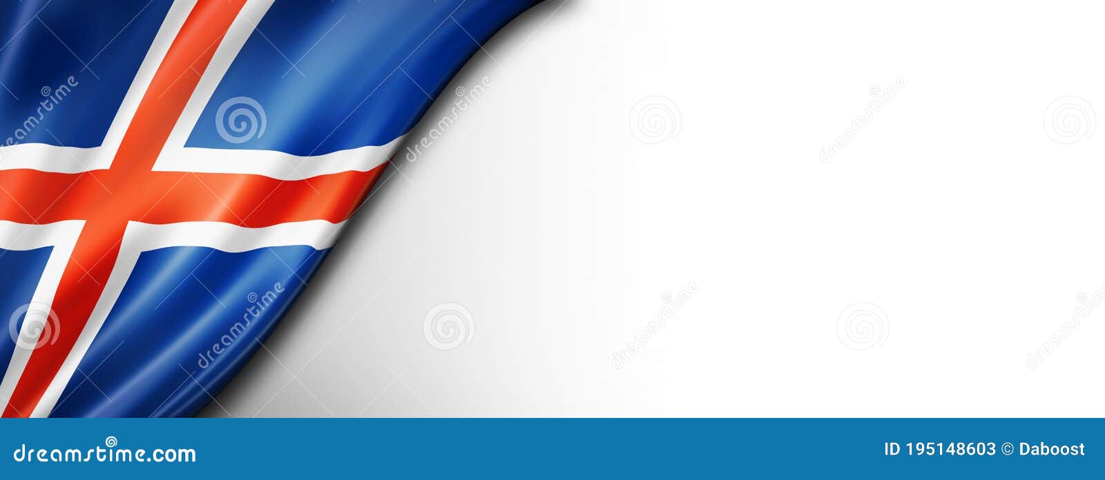 Icelandic Flag Isolated on White Banner Stock Illustration ...