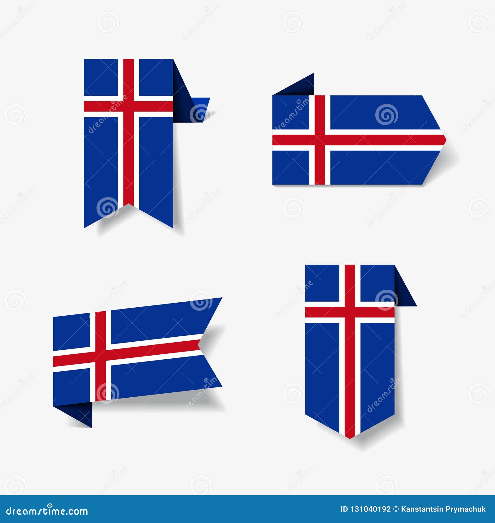 Icelandic Flag Stickers and Labels. Vector Illustration. Stock Vector ...