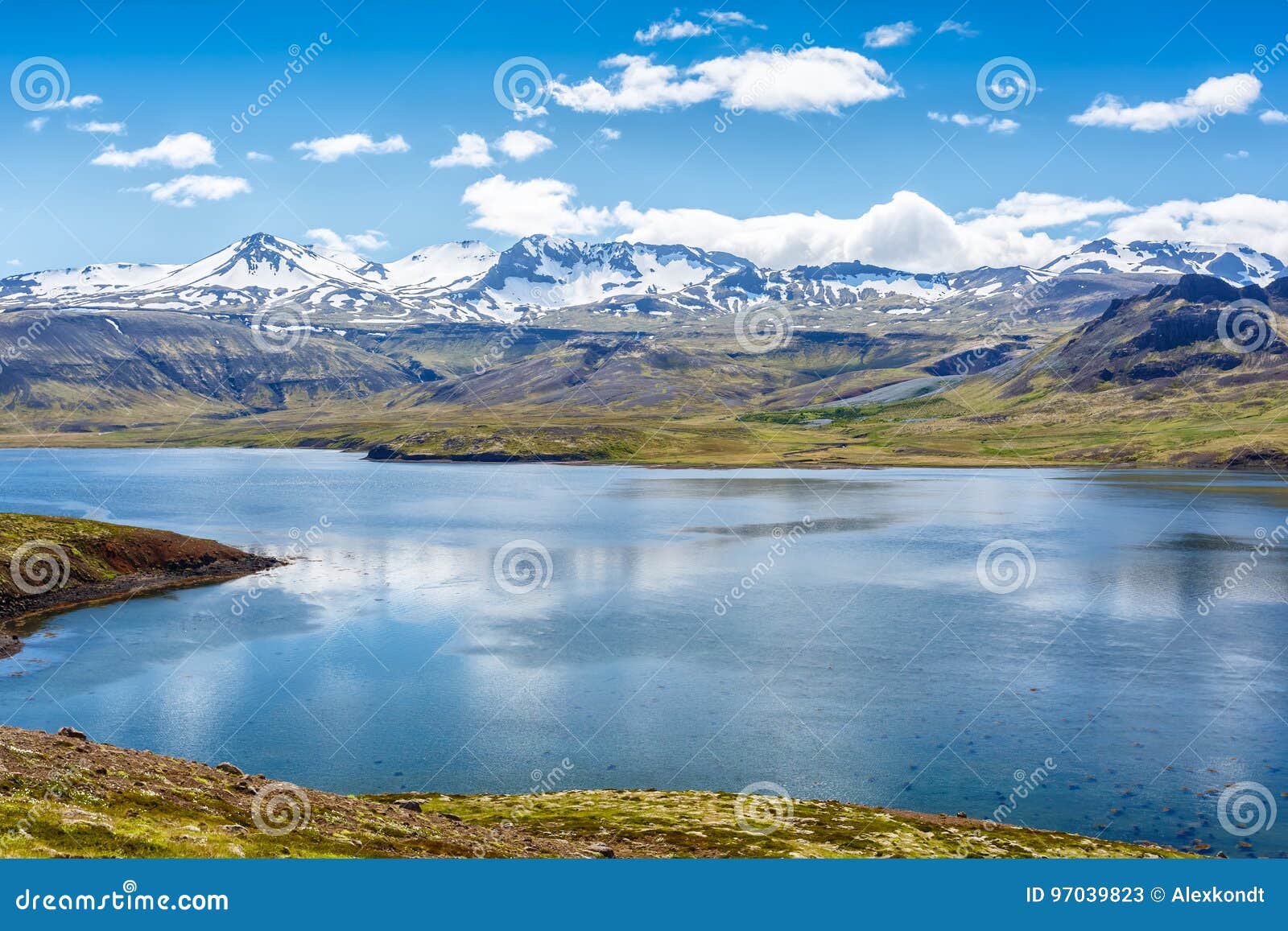 Icelandic Lake on a Background of Mountains Stock Image - Image of ...
