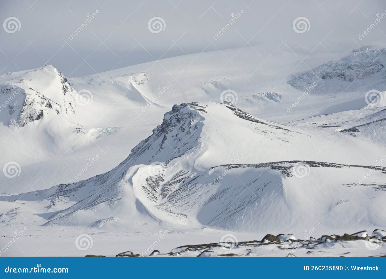 Icelandic Landscape with the Mountains Covered in Snow Stock Photo ...