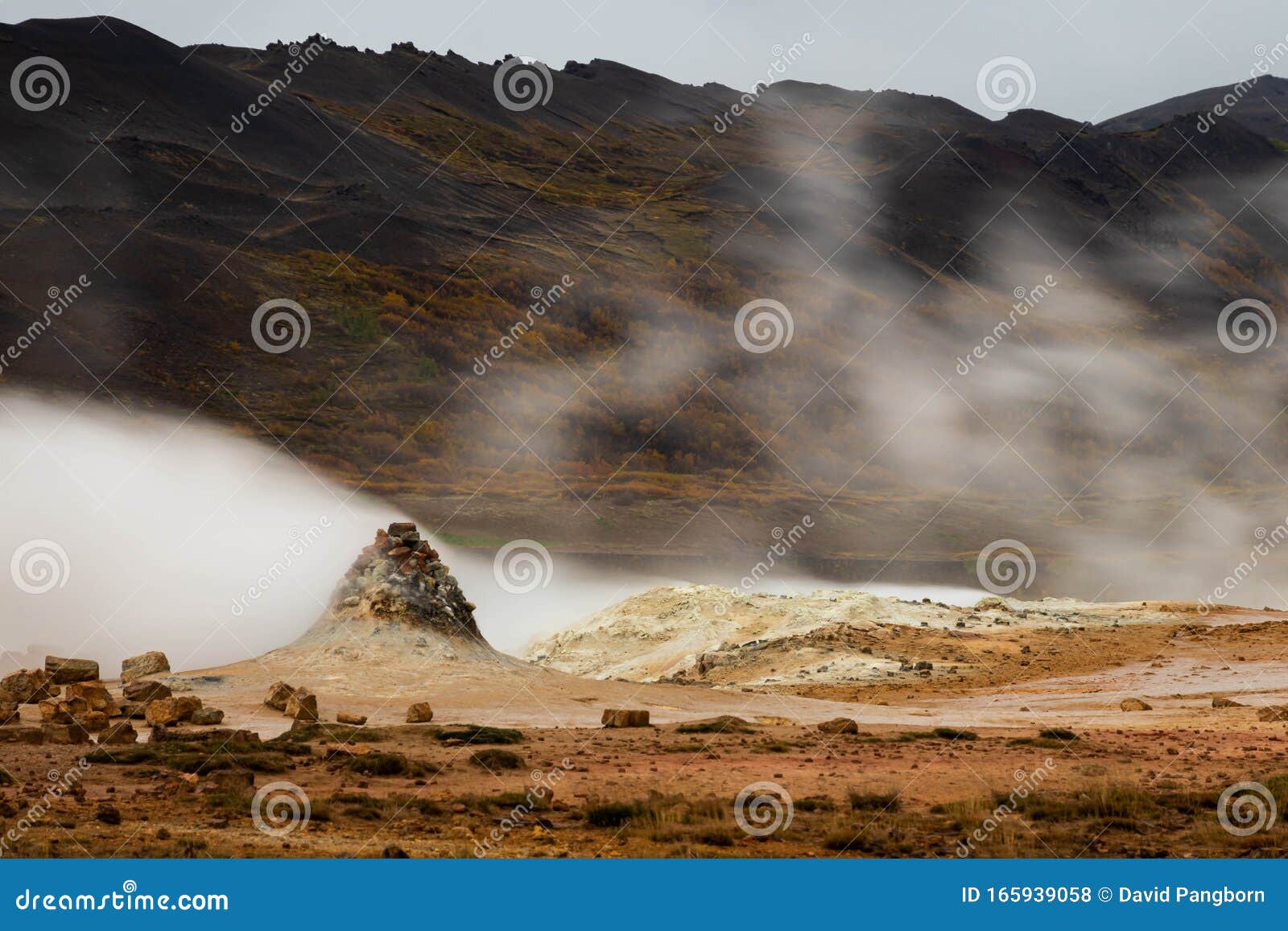 Icelandic Geothermal Vents in Front of the Fall Colors Stock Photo ...