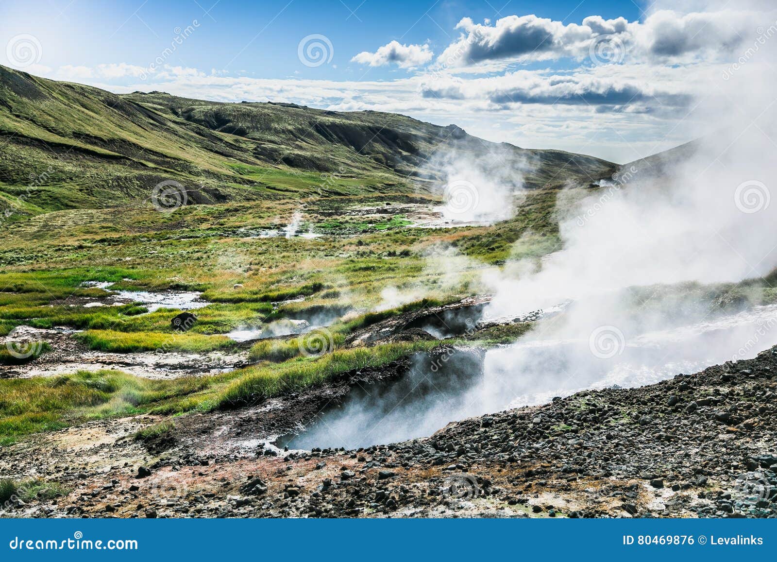 Icelandic steaming geysers stock photo. Image of eruption - 80469876