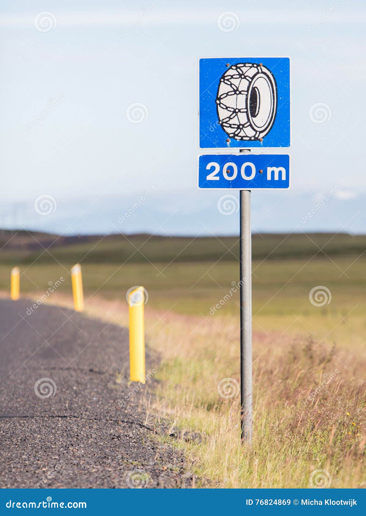 Icelandic Traffic Sign Indicating that Snow Chains are Required Stock ...