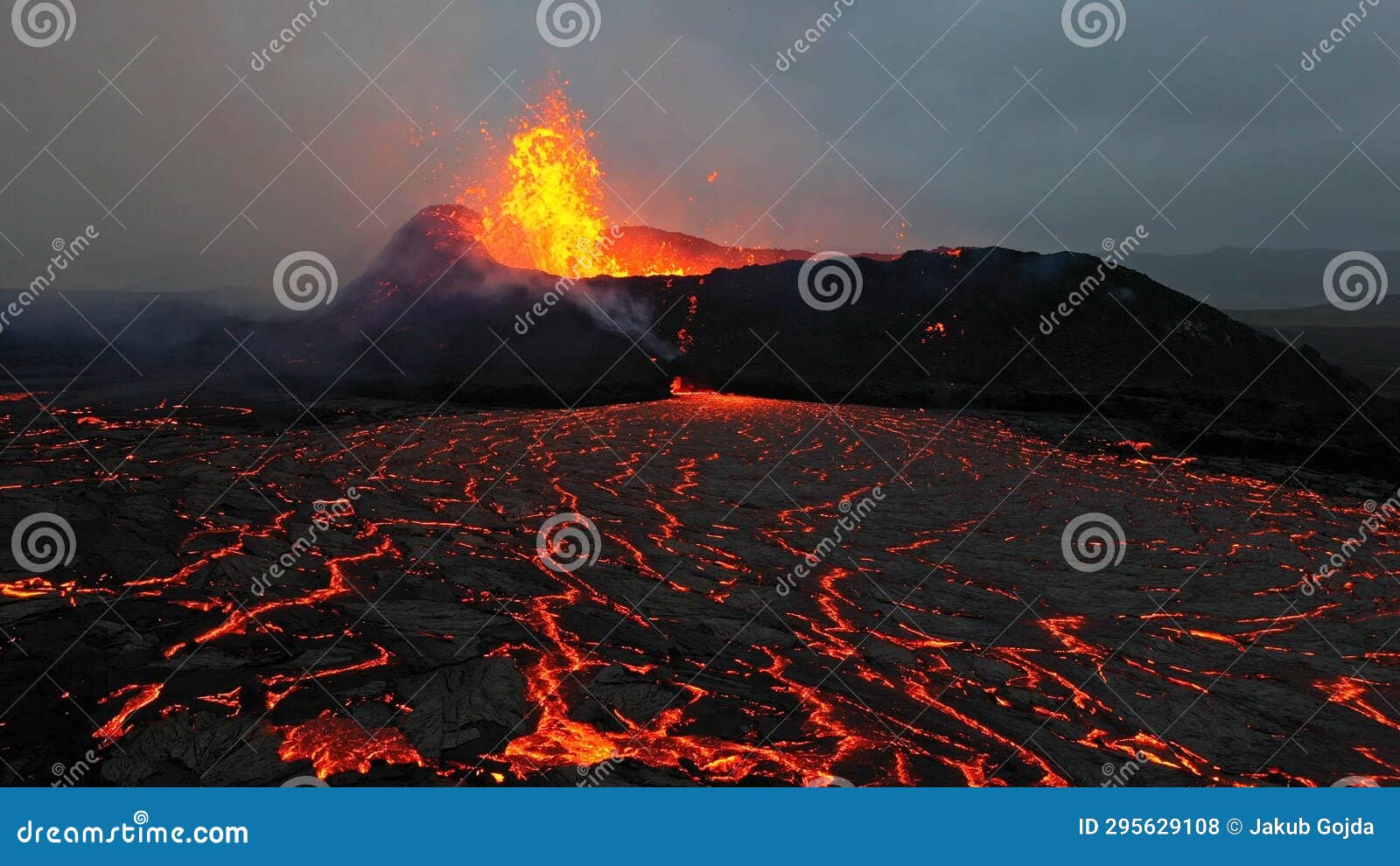 Icelandic Volcano in Eruption 2023 Stock Photo - Image of cone, view ...