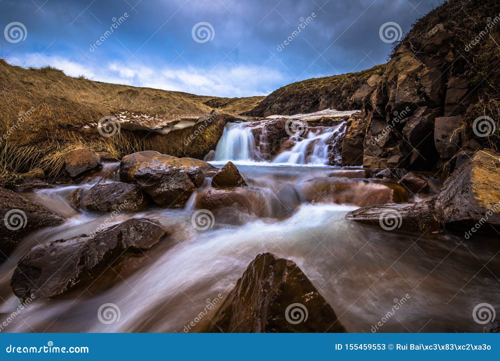 Icelandic Wilderness - May 08, 2018: Small Waterfall in the Icy ...