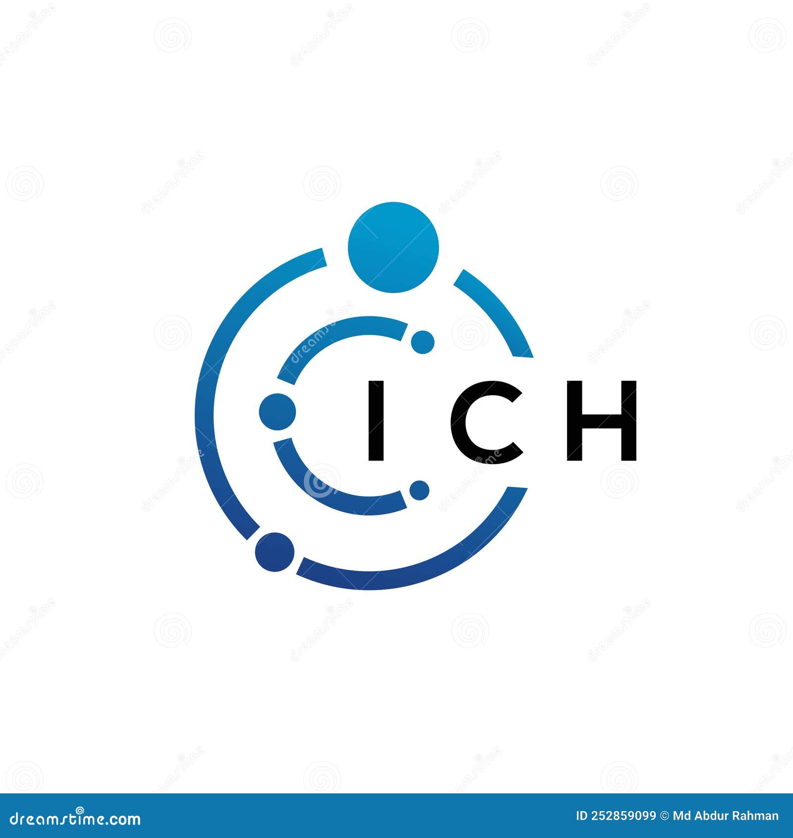ICH Letter Technology Logo Design On White Background. ICH Creative ...