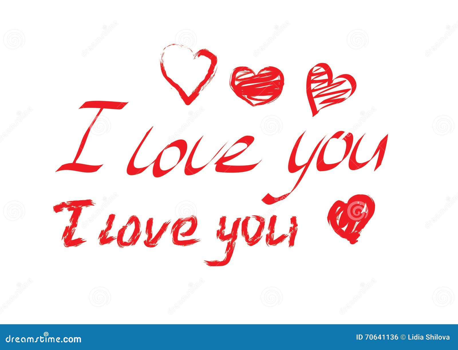 Ich Liebe Dich Roter Text Und Herzen Vektor Abbildung - Illustration ...