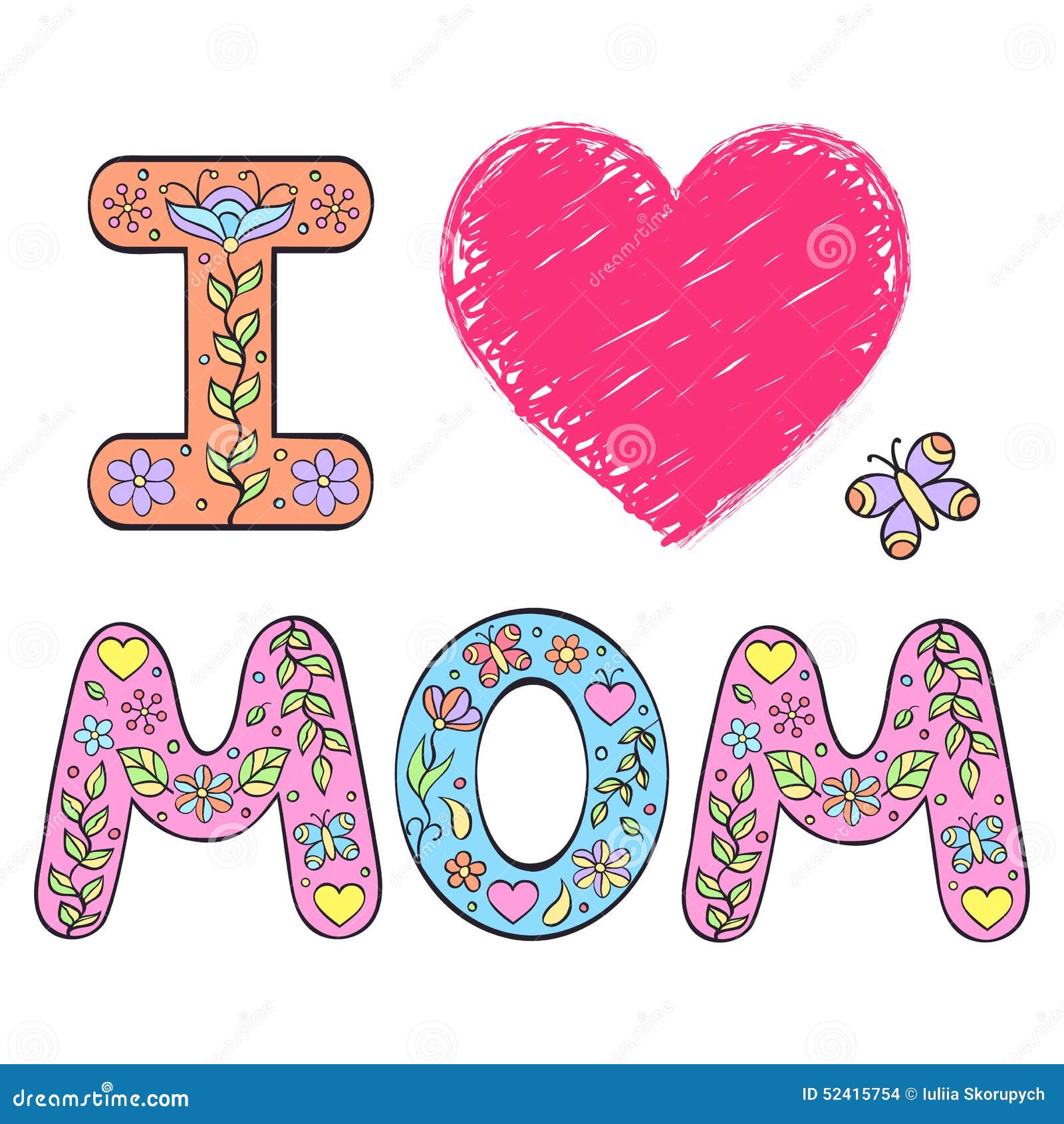 Ich liebe Mutter vektor abbildung. Illustration von dekor - 52415754