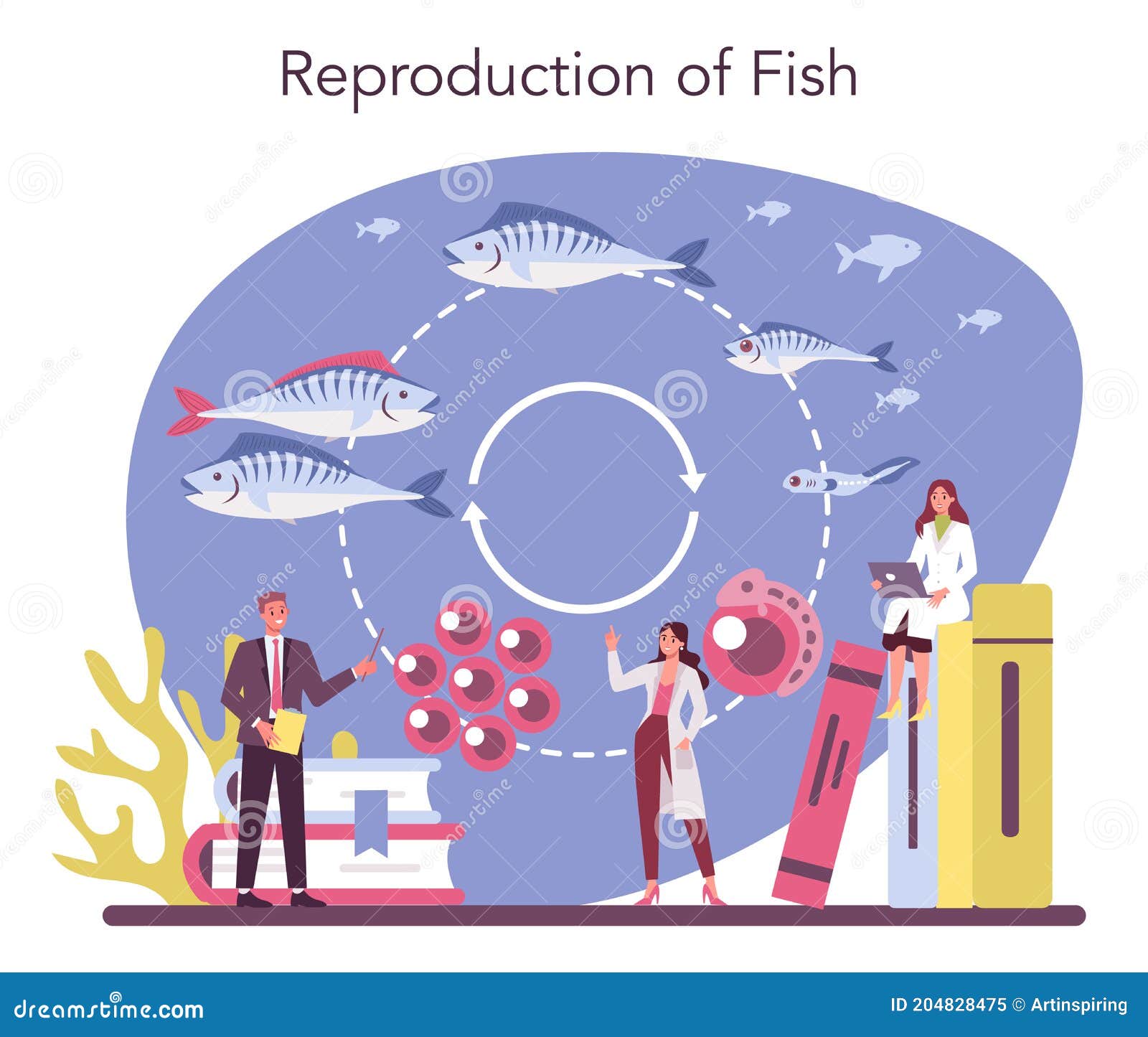 Ichthyologist Concept. Ocean Fauna Scientist Stock Vector ...