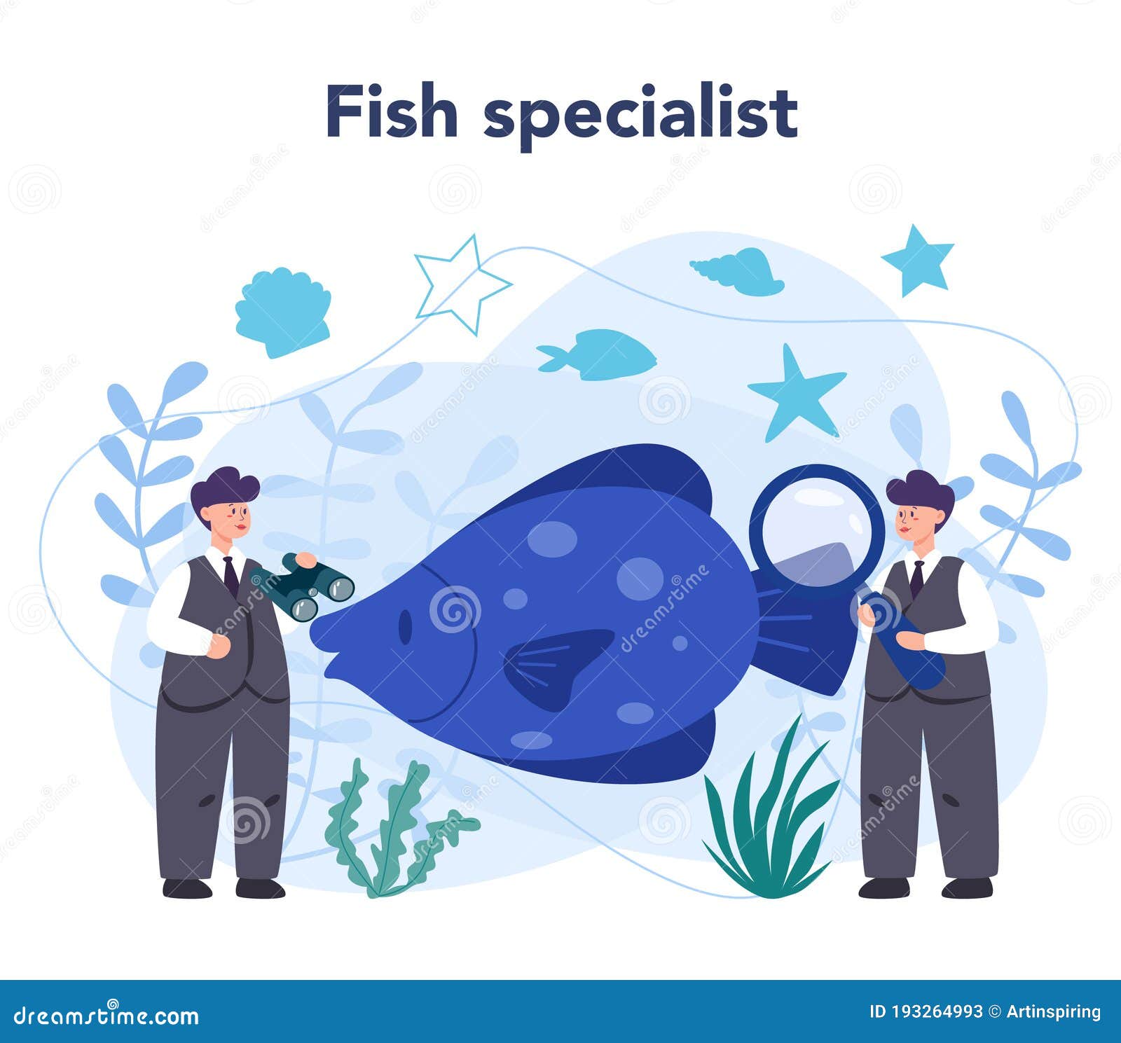 Ichthyologist Concept. Oceanic Fauna Scientist Stock Vector ...