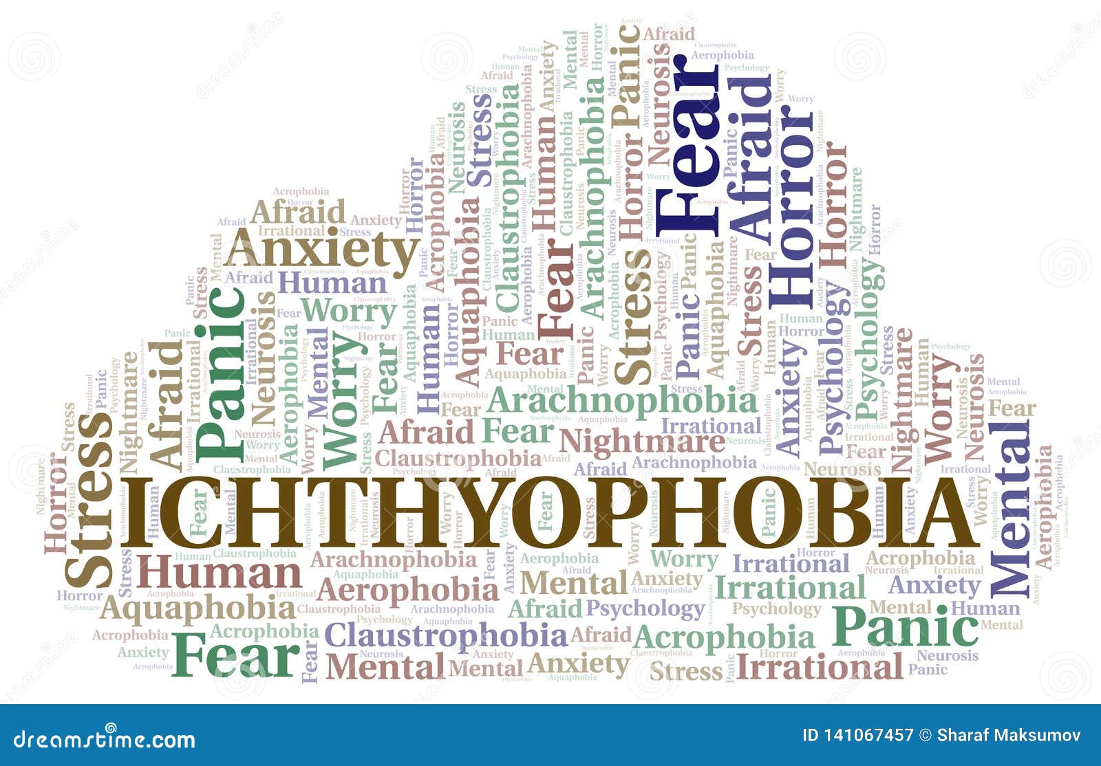 Ichthyophobia word cloud stock illustration. Illustration of colors ...