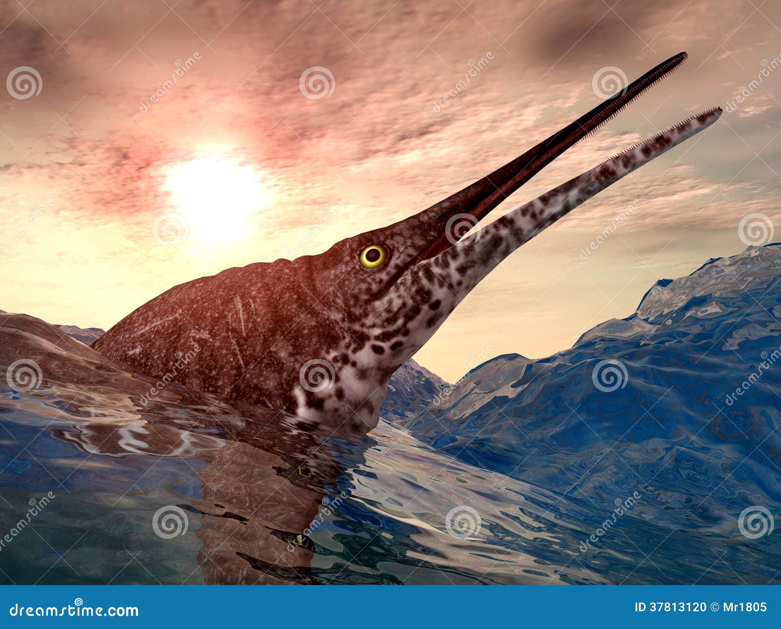 Ichthyosaur Shonisaurus stock illustration. Illustration of powerful ...