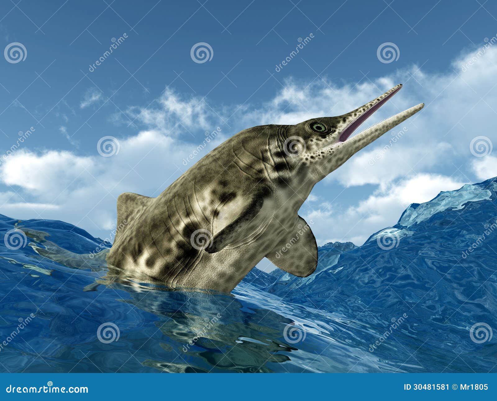Ichthyosaur, Stenopterygius Quadriscissus Swimming In The Ocean ...