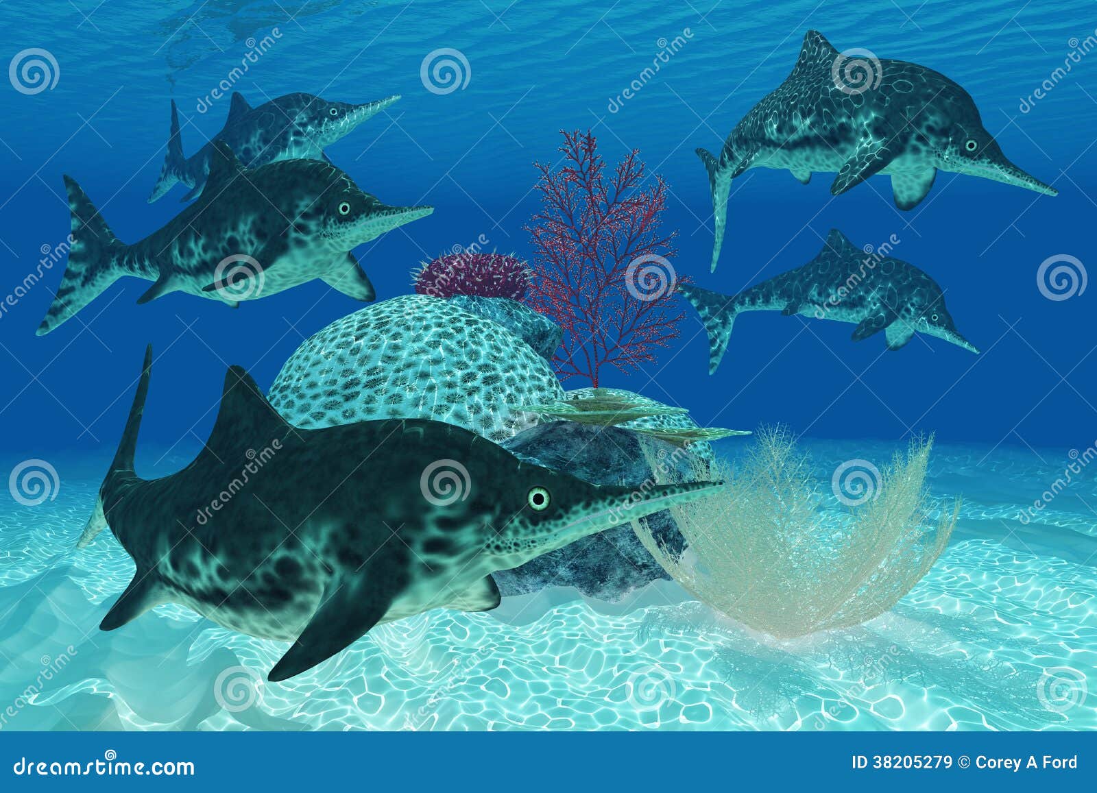 Ichthyosaurus Dinosaurs stock illustration. Illustration of ocean ...