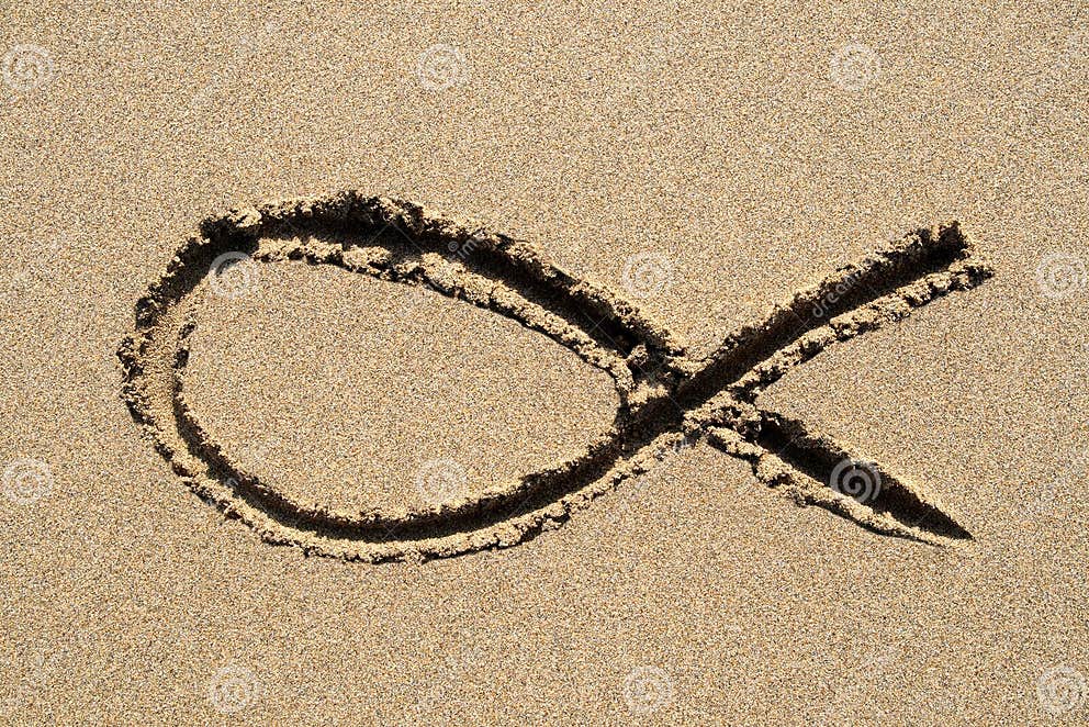 Ichthys symbol. stock photo. Image of sand, symbol, christian - 2408334