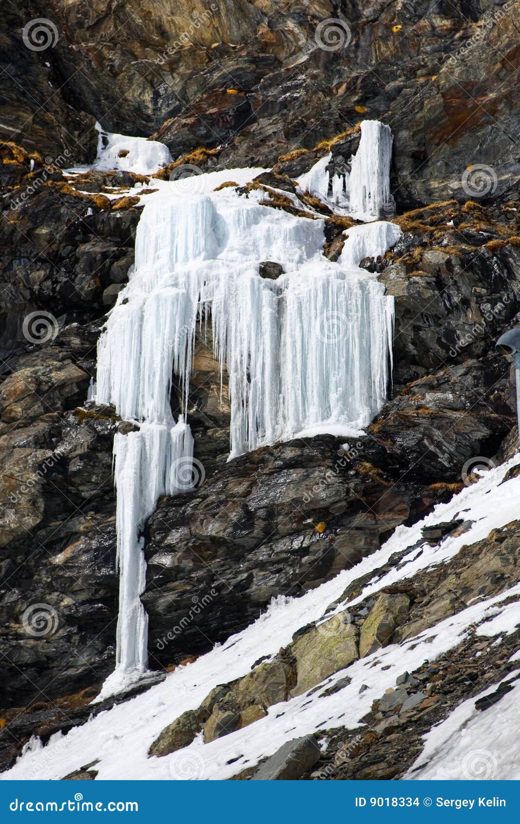 Icicle on the Rock in Alps Mountains Stock Photo - Image of environment ...