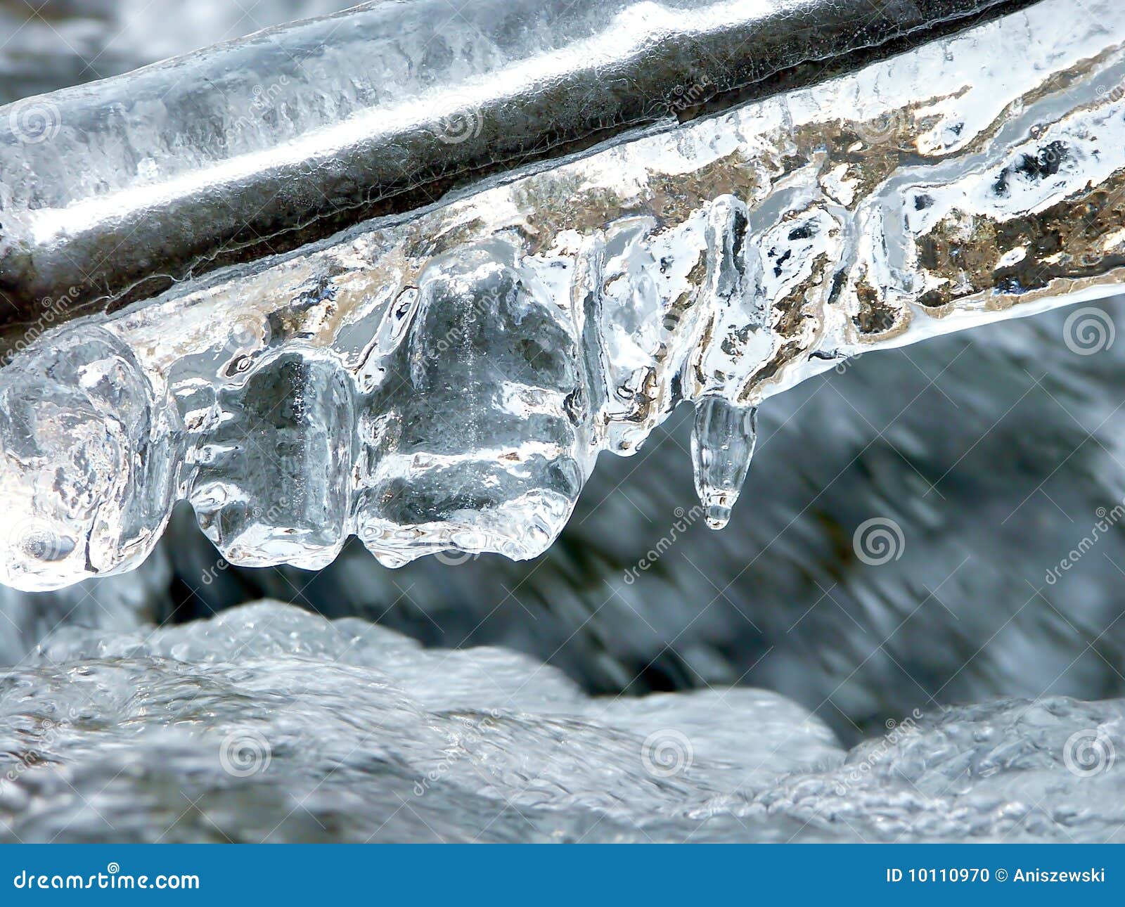 Icicles Above Forest Stream Stock Photo - Image of brook, fantastic ...