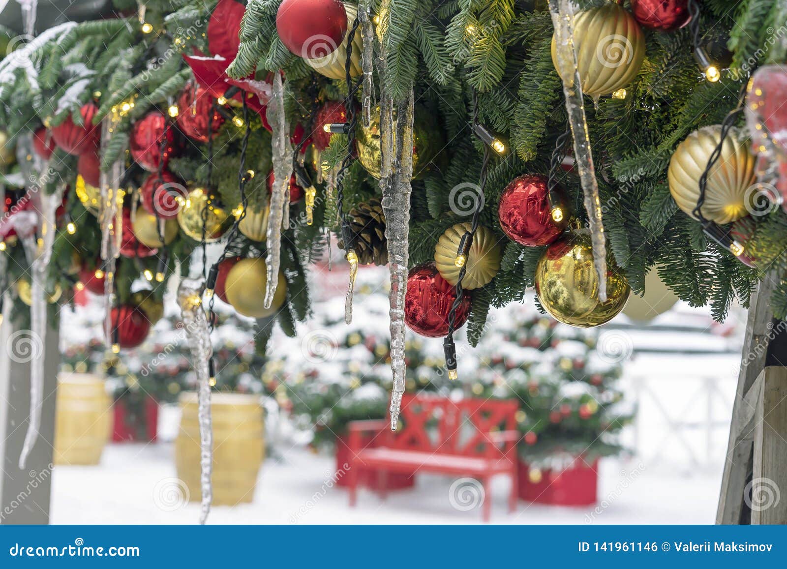 Icicles on Christmas Tree Decorations. Decorations New Year, Christmas ...
