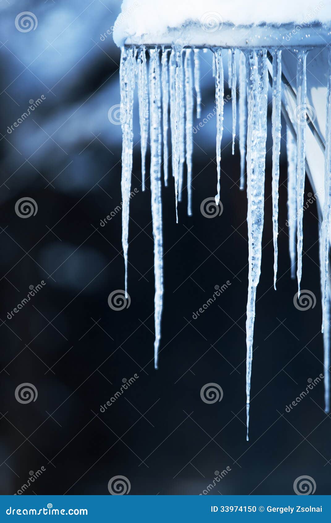 Icicles in Cold Blue Light Shining Stock Photo - Image of clear ...