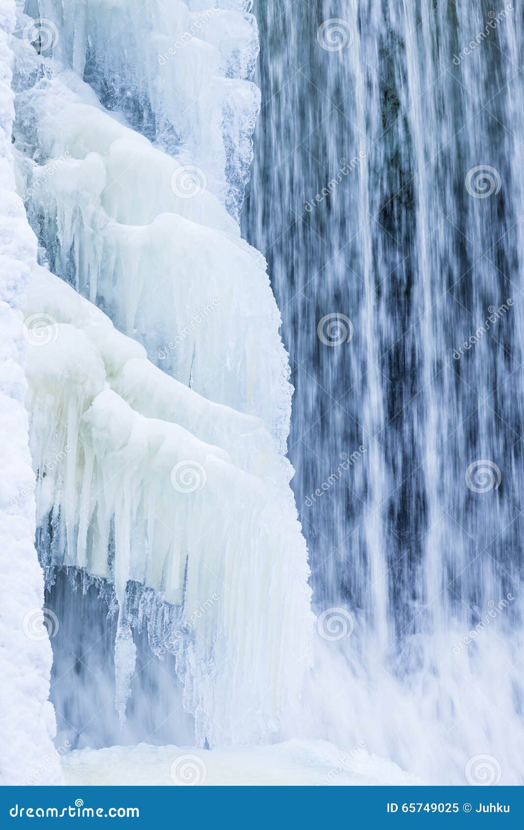Icicles Formation in Waterfall Stock Image - Image of manmade, creek ...