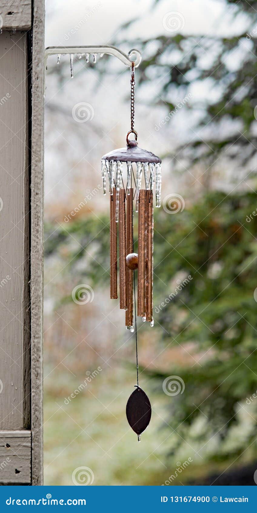 Icicles on Frozen Copper Wind Chime Stock Photo - Image of drops, chime ...