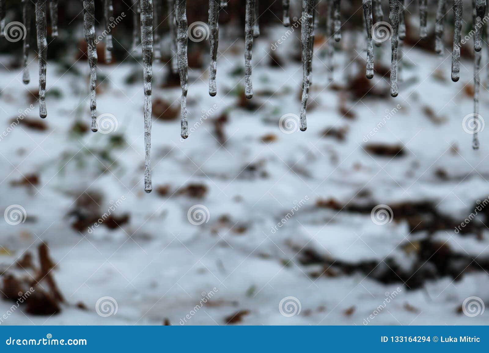 Icicles Hanging from the Bench Stock Photo - Image of clean, beauty ...