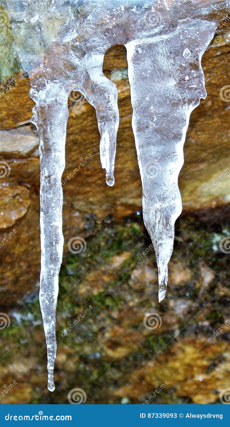 Icicles hanging from rocks stock image. Image of cold - 87339093