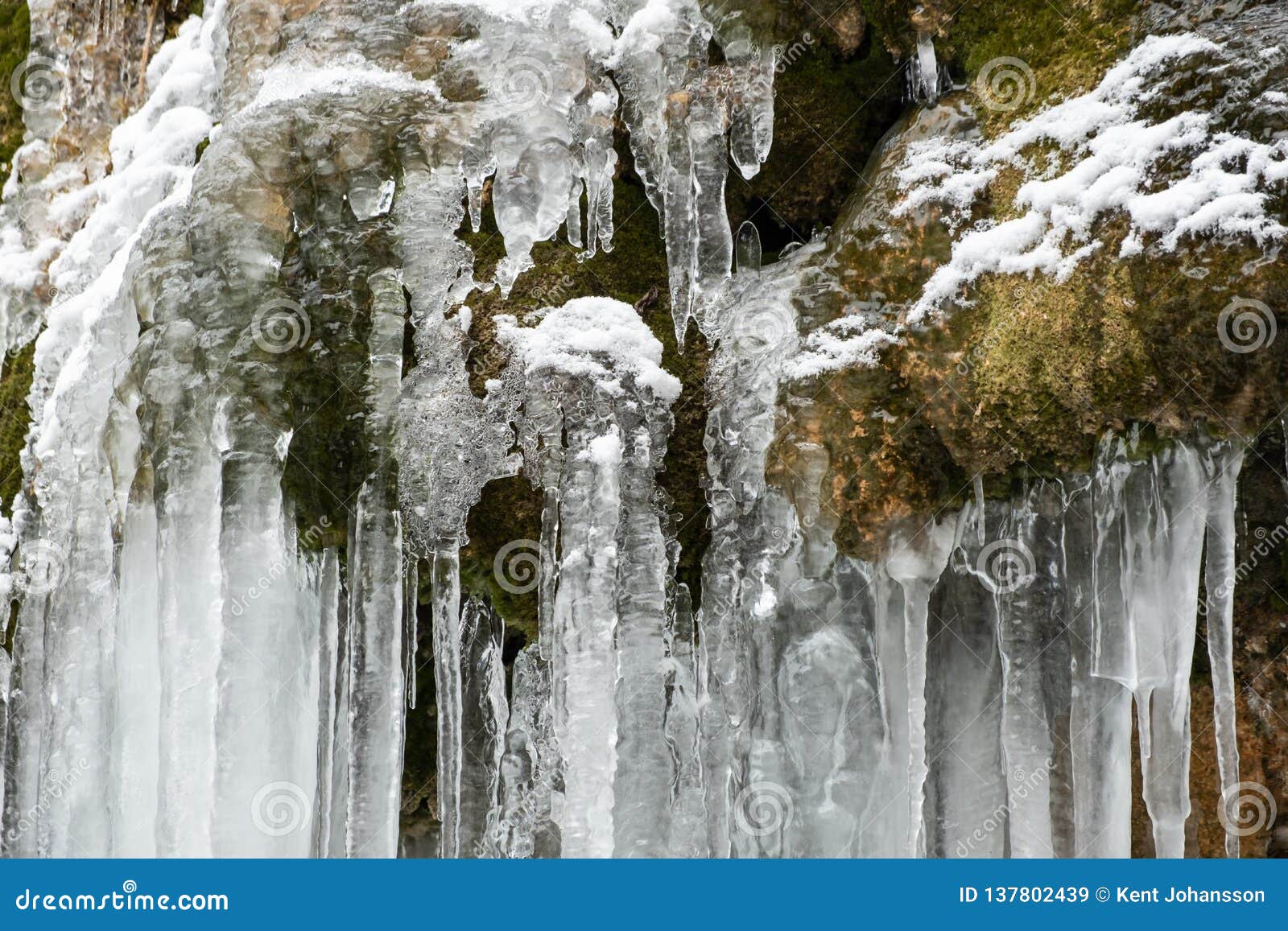 Icicles and Ice Forming on Rock Stock Image - Image of tourism ...