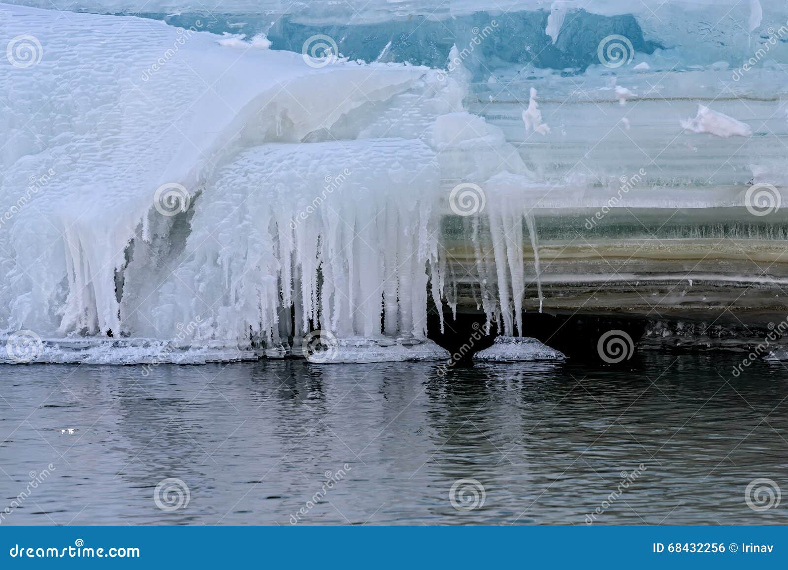 Icicles Ice Water River Pattern Stock Photo - Image of crack, river ...