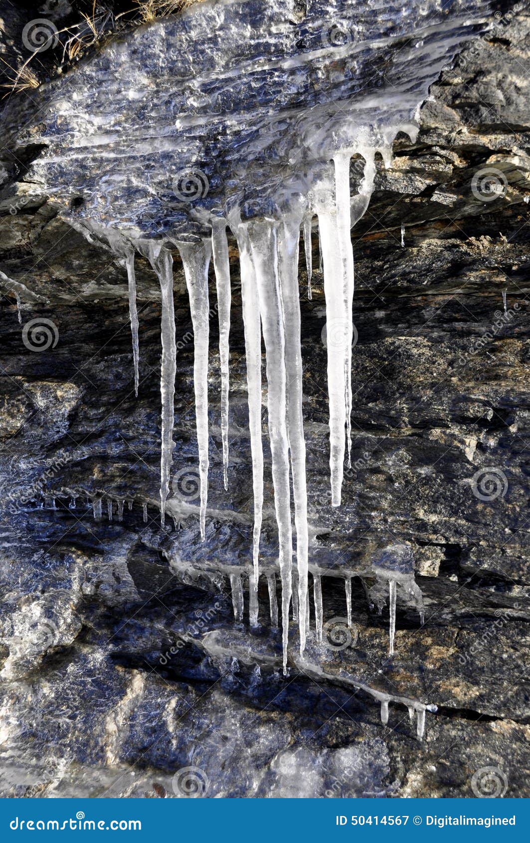 Icicles on rock stock image. Image of winter, cold, long - 50414567