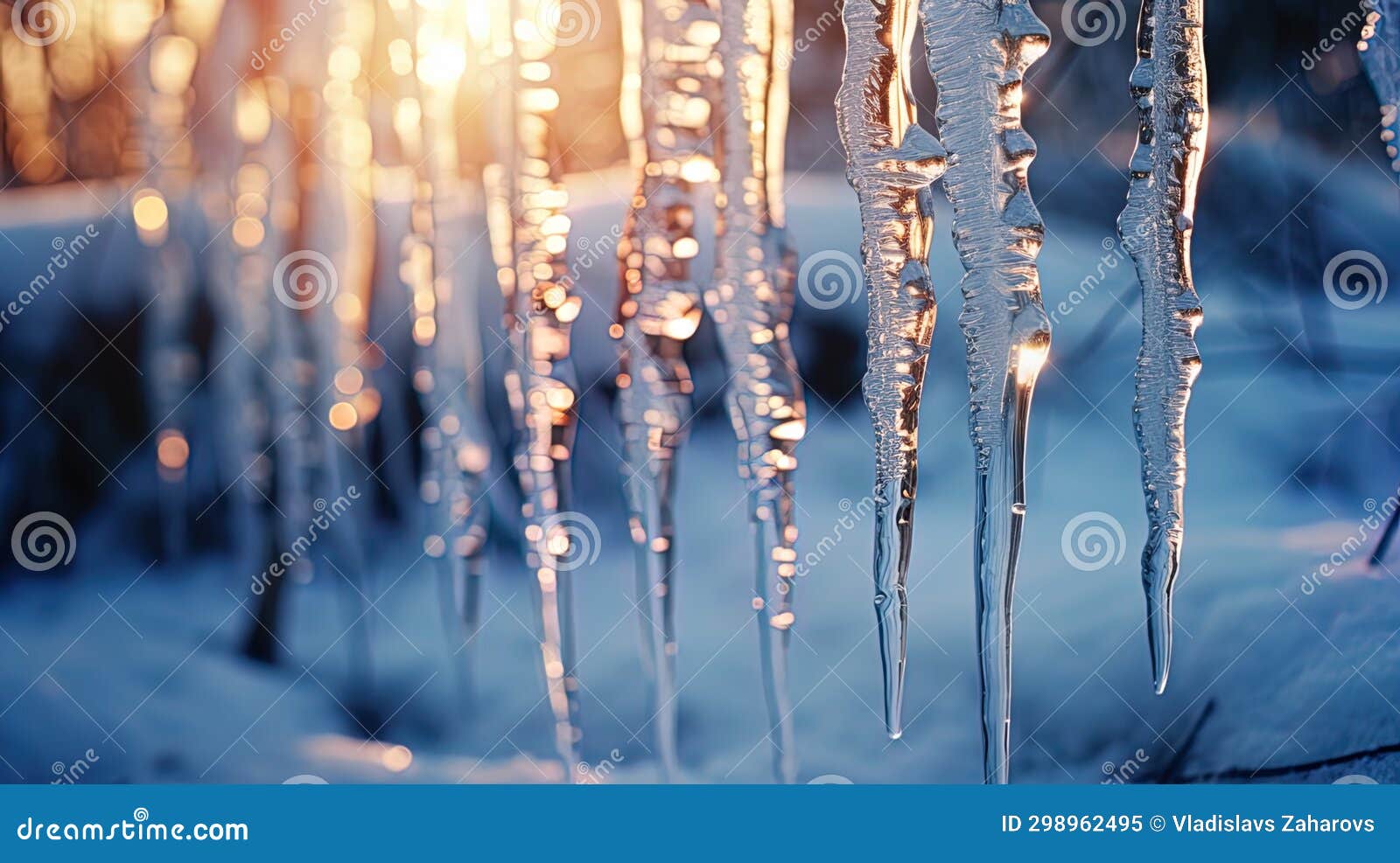 Icicles in a Soft Evening Light, Forming Beautiful Ice Accents Stock ...