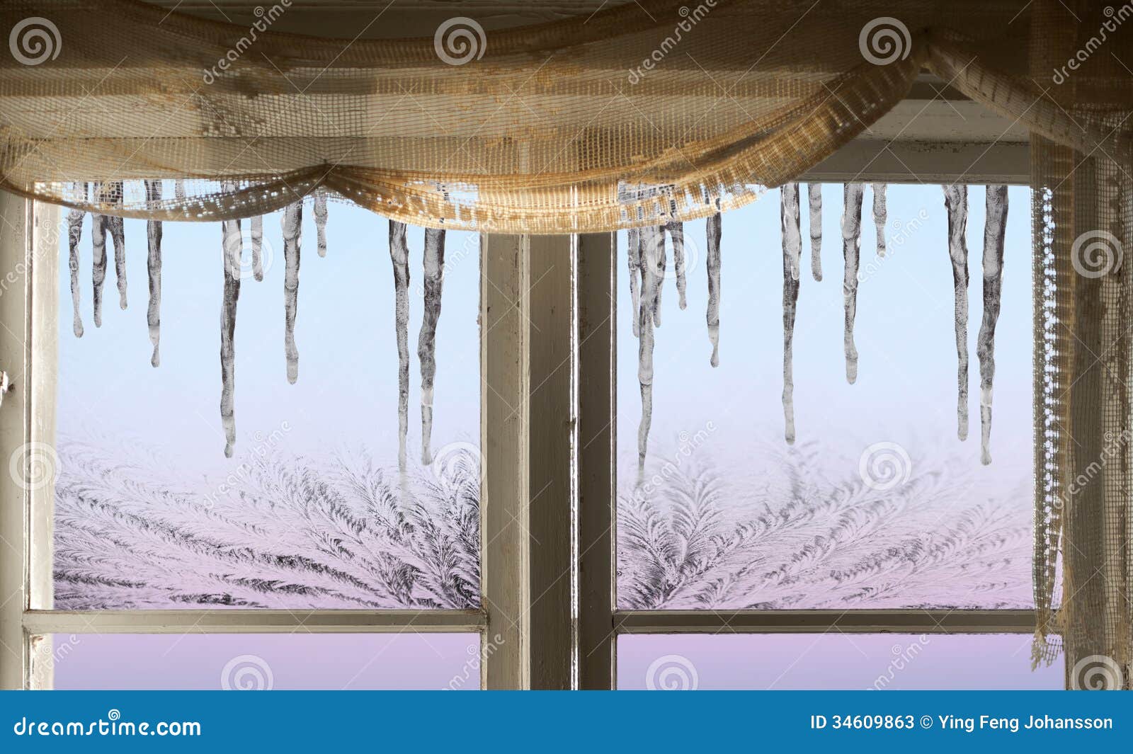 Icicles Viewed through Window Stock Image - Image of winter, spring ...