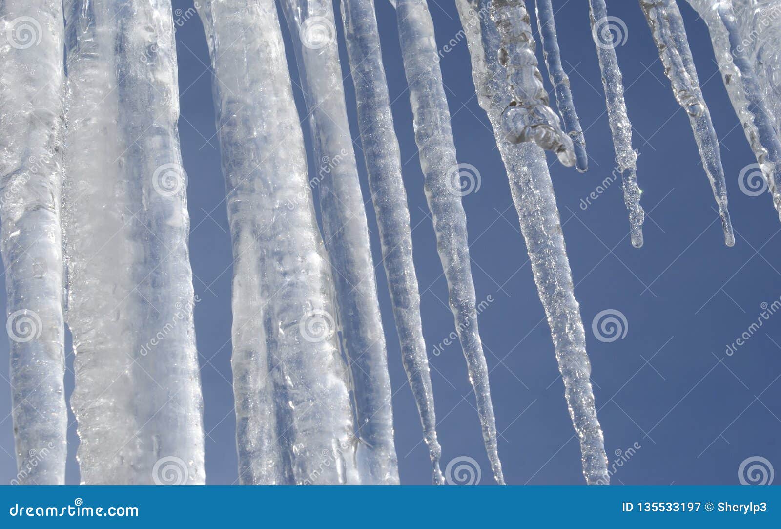 Icicles on a Wintry Day stock image. Image of winter - 135533197