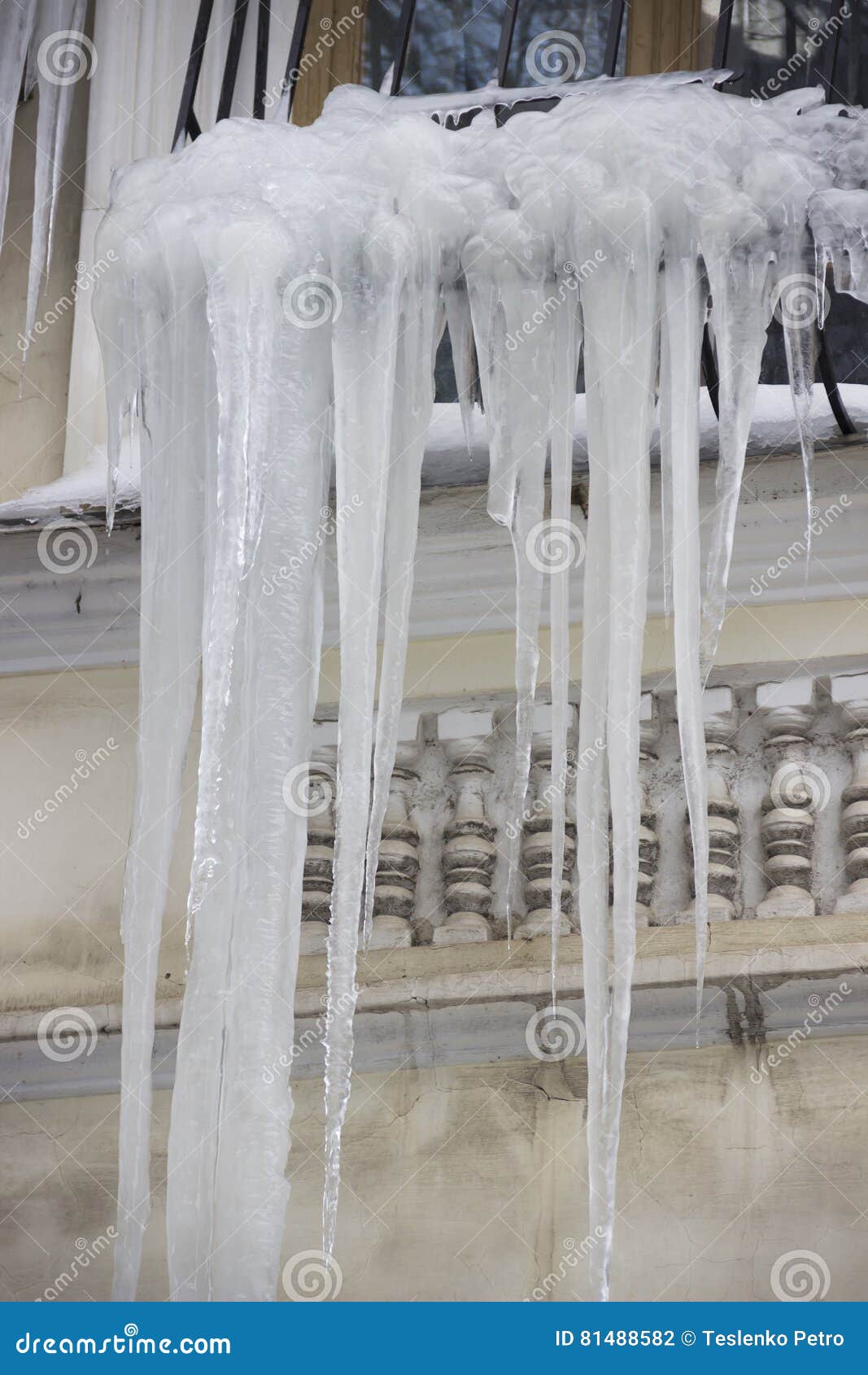 Icicles on the window stock photo. Image of structure - 81488582