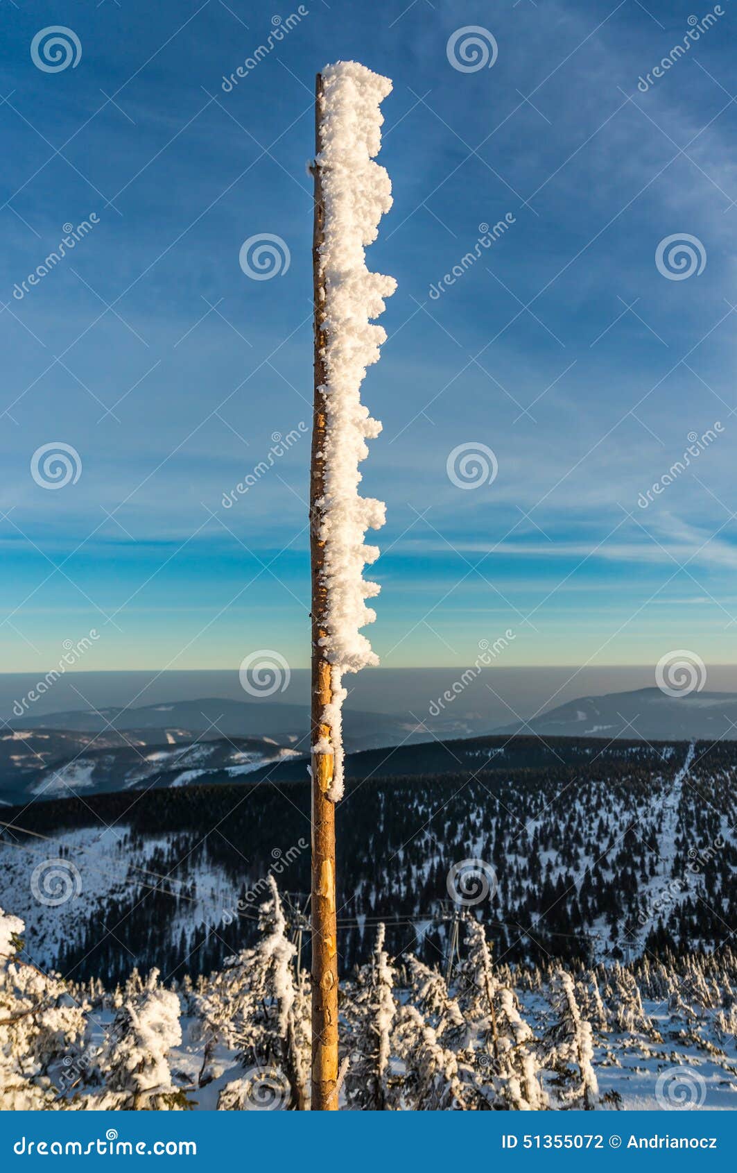 Icing on the column stock photo. Image of blue, snowy - 51355072