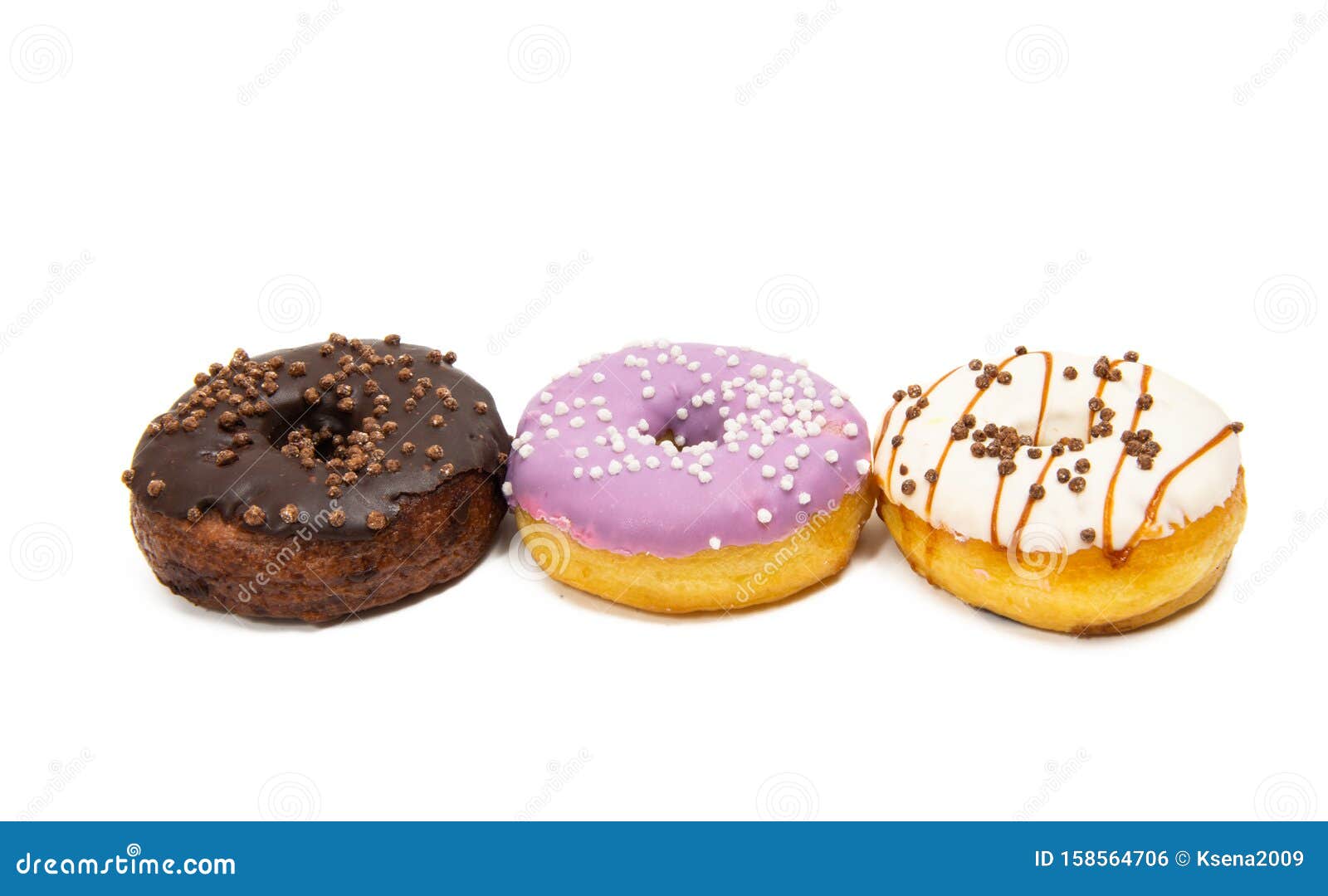 Icing donuts isolated stock photo. Image of tasty, pink - 158564706