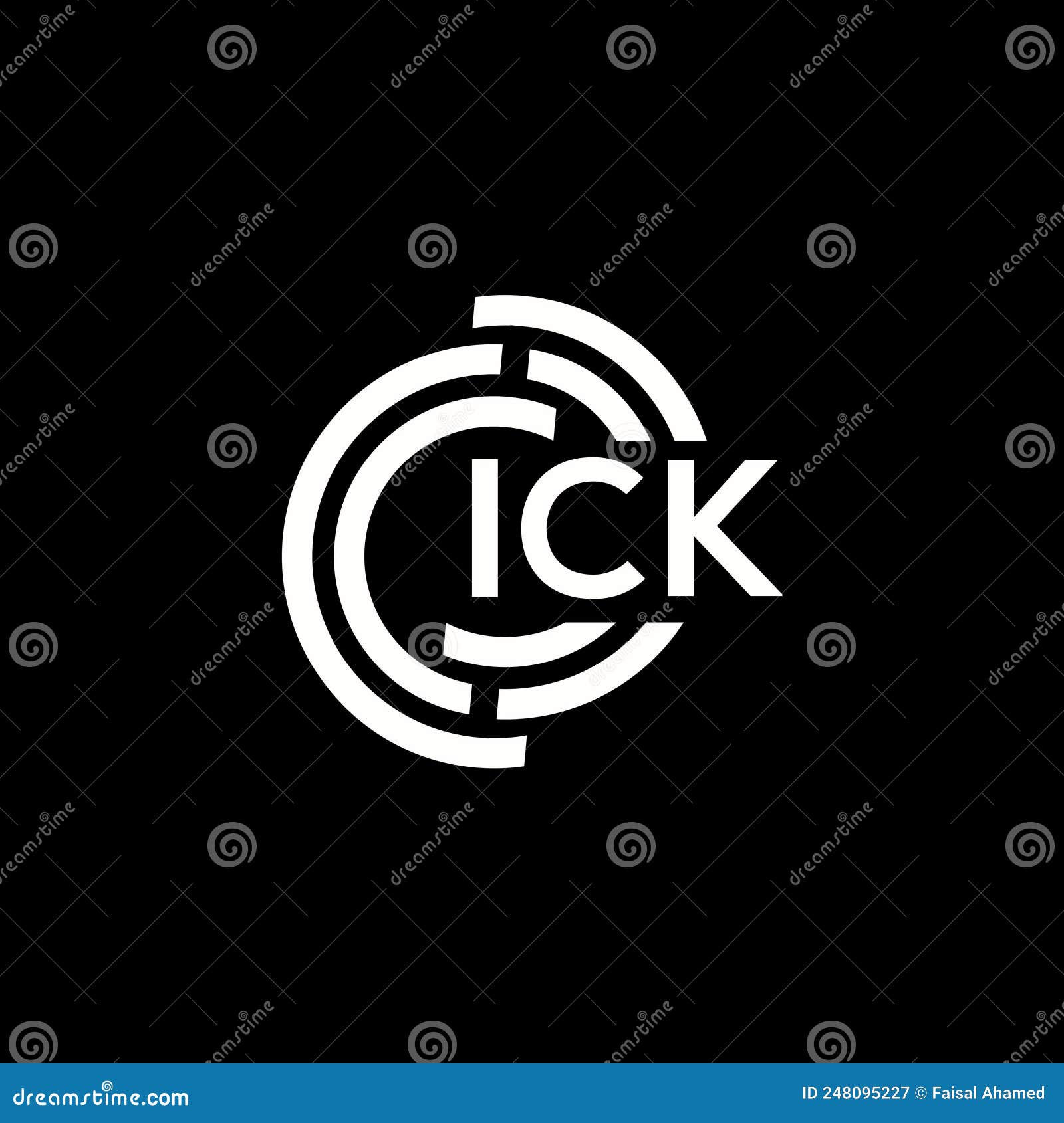 ICK Letter Logo Design on Black Background. ICK Creative Initials ...