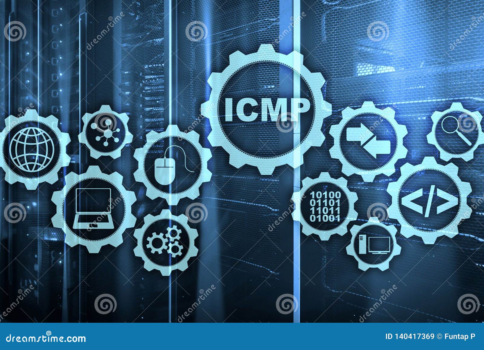 ICMP. Internet Control Message Protocol. Network Concept. Server Room ...