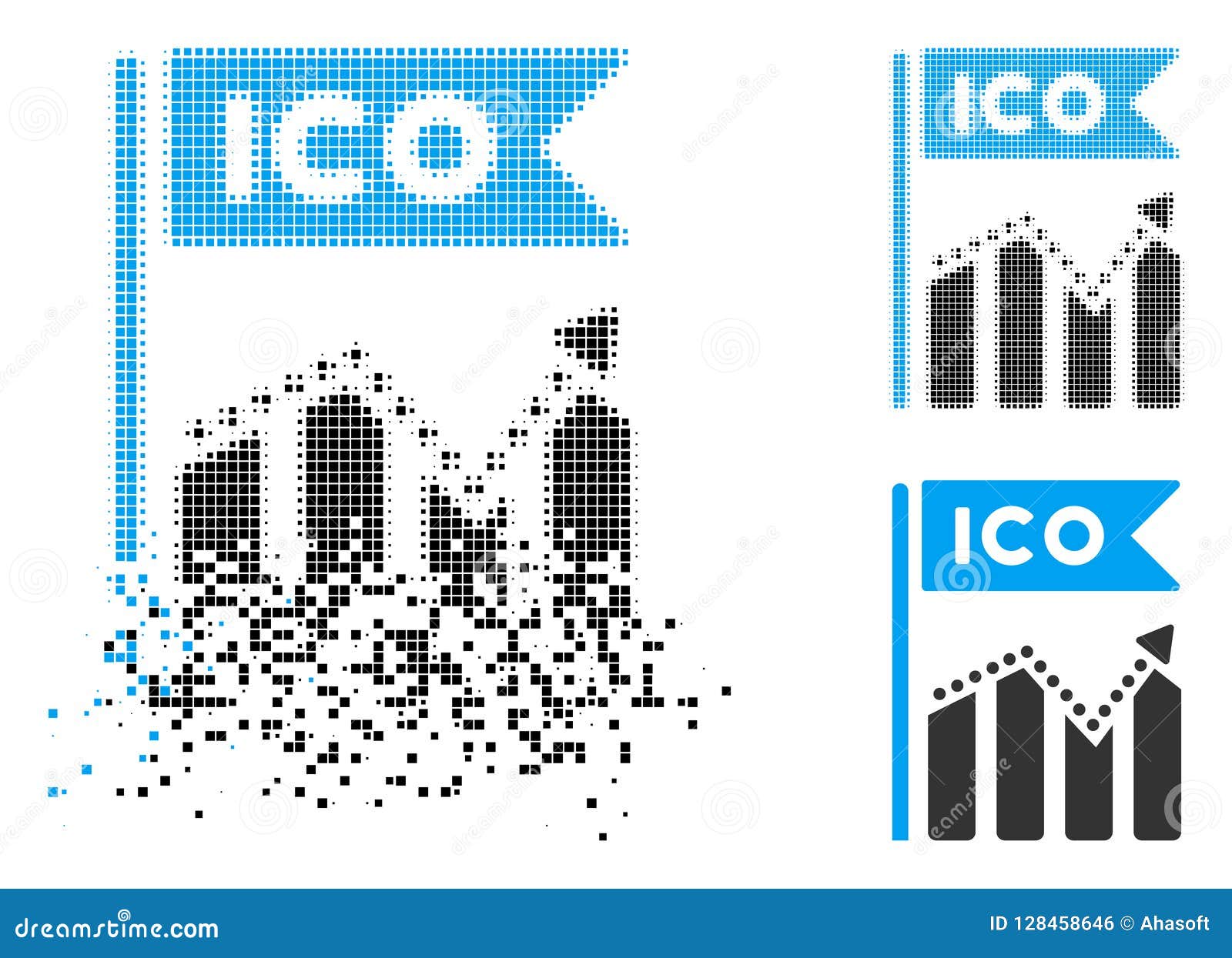 Dust Pixelated Halftone ICO Chart Icon Stock Vector - Illustration of ...