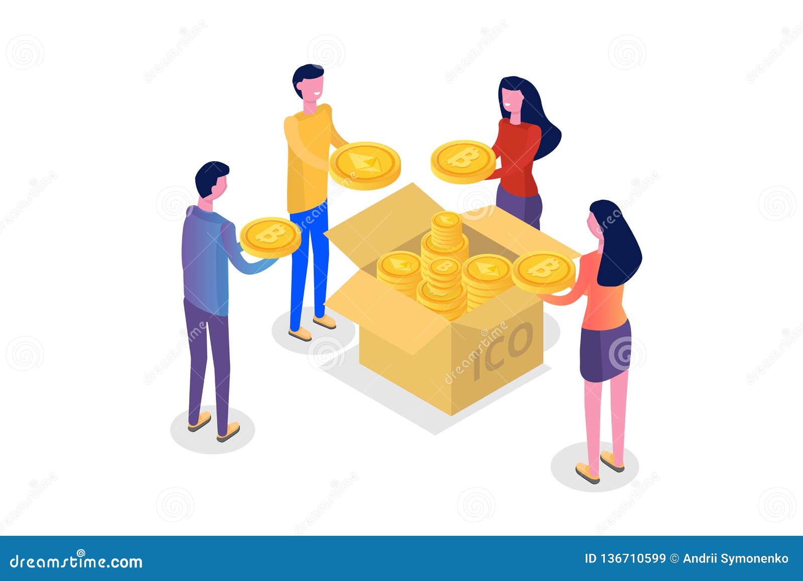 Ico Concept, Initial Coin Offering. Vector Stock Vector - Illustration ...