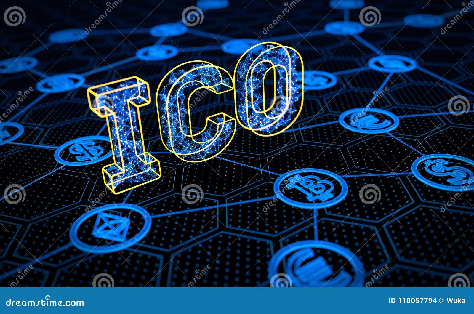 ICO Initial Coin Offering Concept Stock Illustration - Illustration of ...