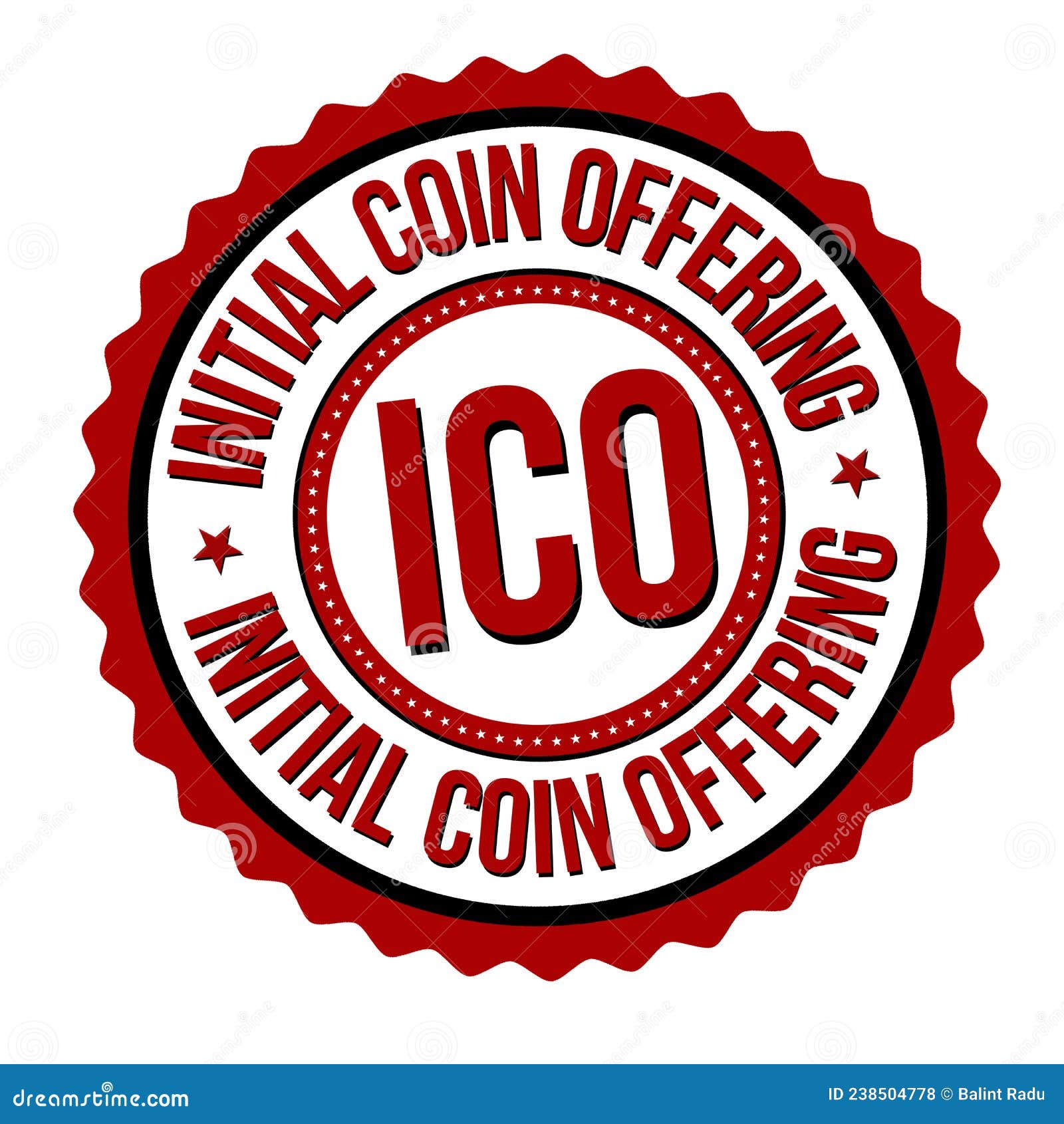 ICO - Initial Coin Offering. ICO Token Concept. ICO In 80s Style. Gold ...
