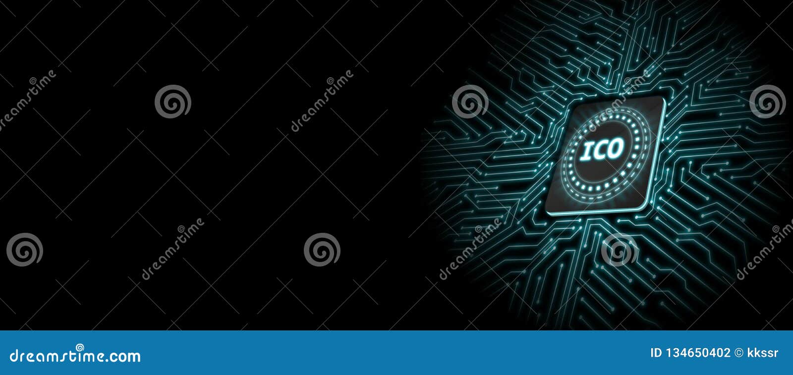 ICO Led Glow on Computer Chip with Circuit Board Background. Stock ...