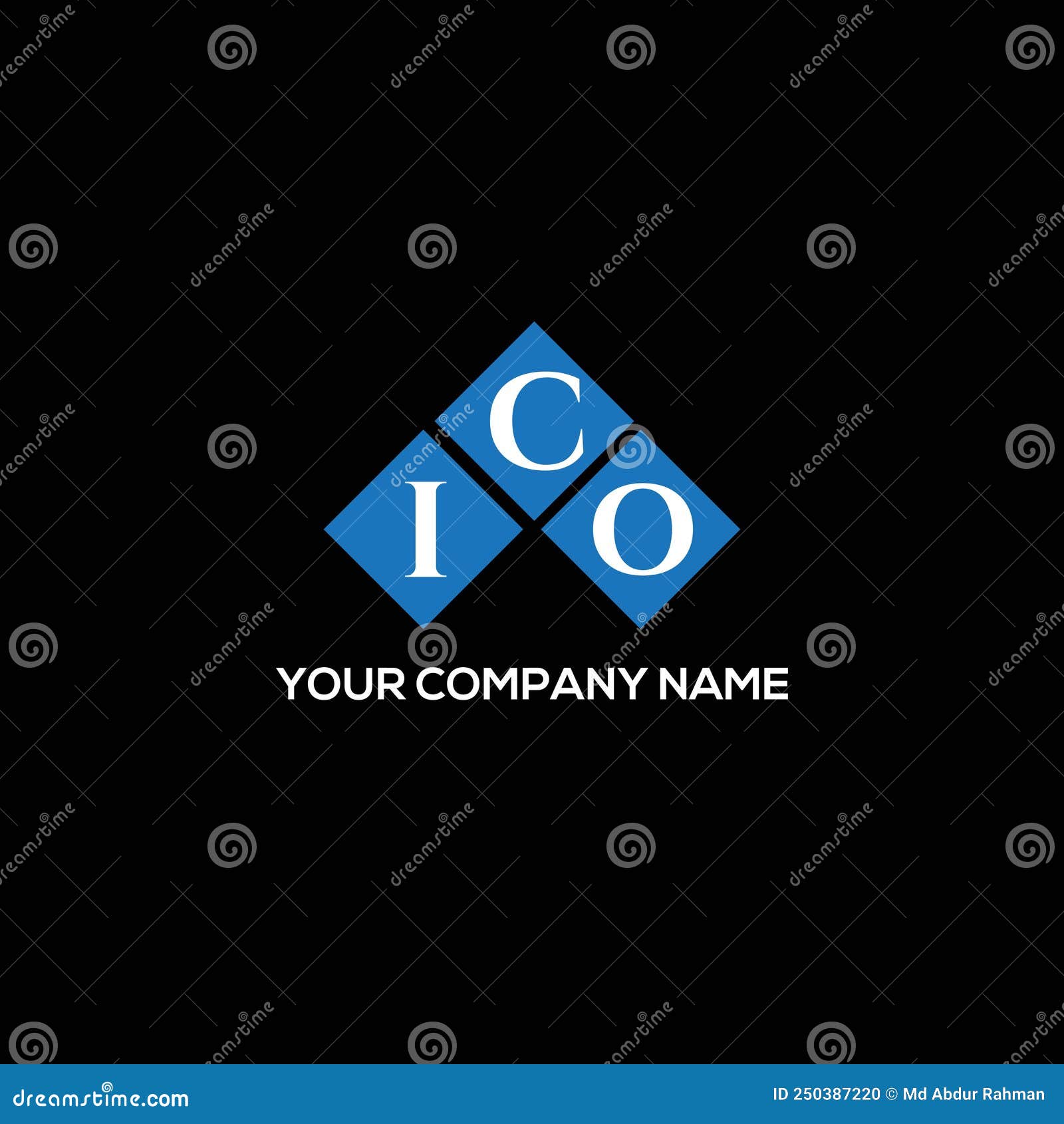 ICO Letter Logo Design on BLACK Background. ICO Creative Initials ...