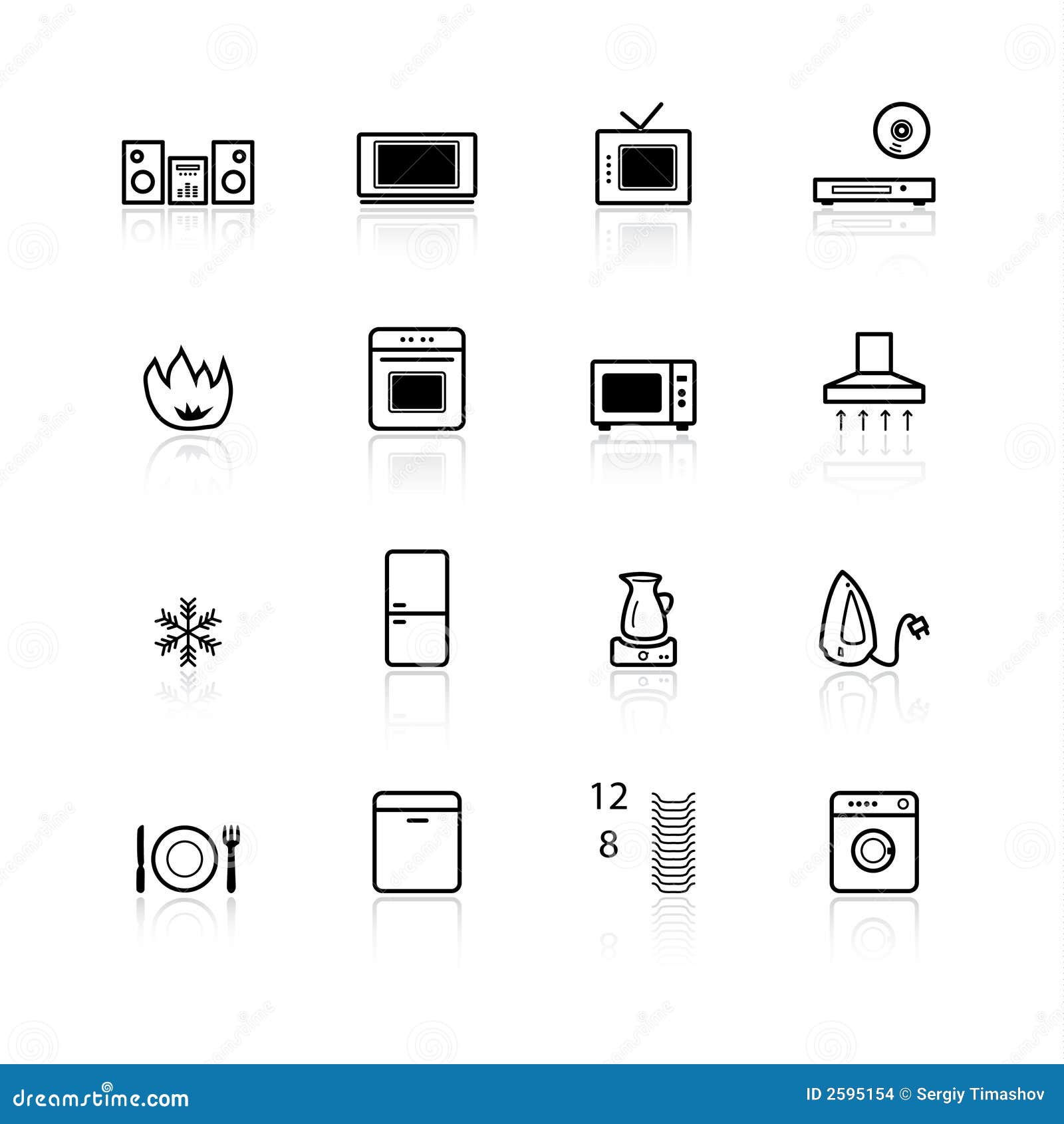 Ico Noir D'appareils électroménagers Illustration de Vecteur ...