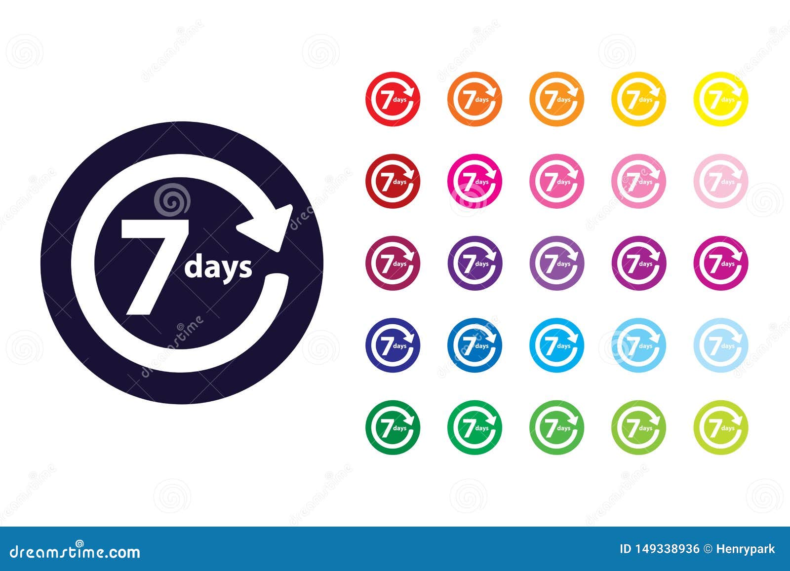 7 Days Return Sign Icon. 7 Days Return Color Symbol. Stock Vector ...