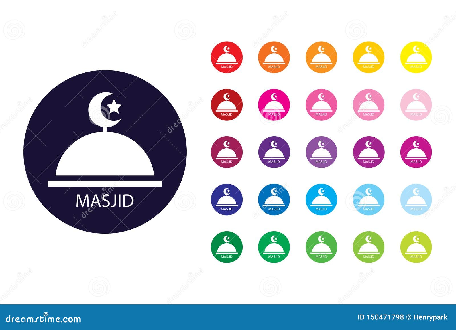 Masjid Sign Icon. Masjid Color Symbol. Stock Vector - Illustration of ...