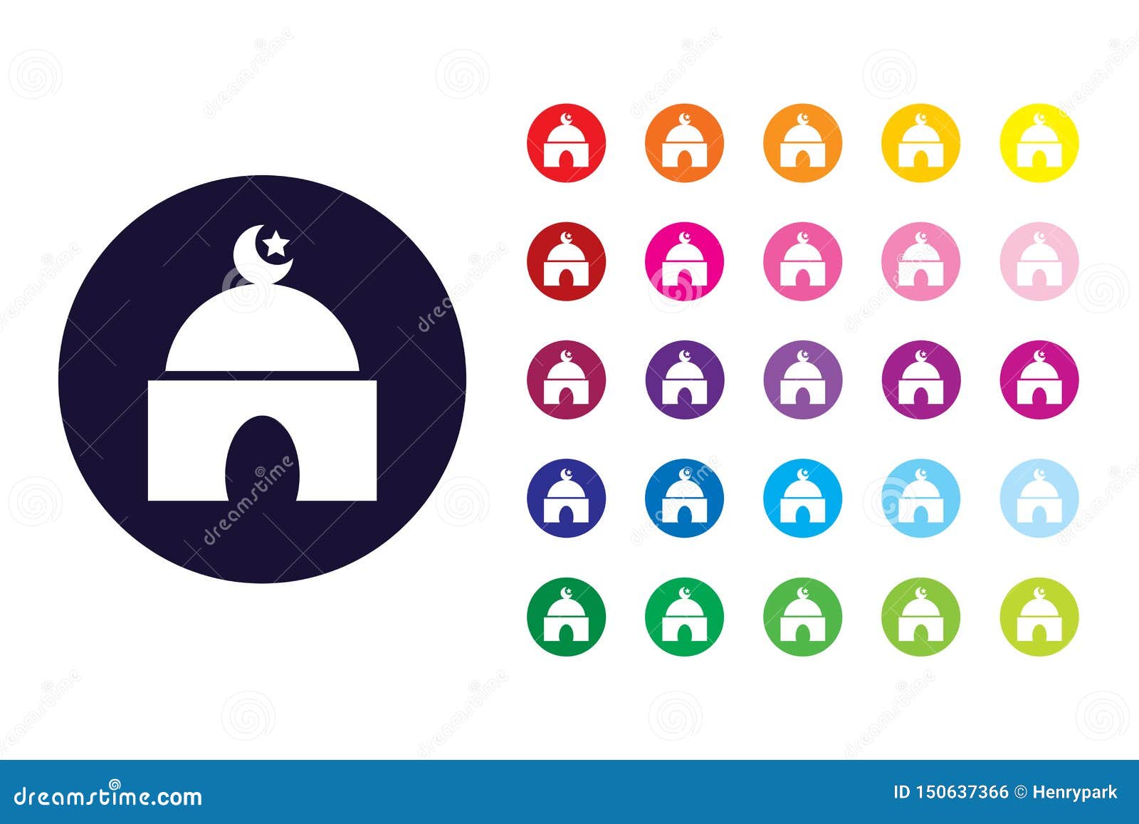Masjid Sign Icon. Masjid Color Symbol. Stock Vector - Illustration of ...