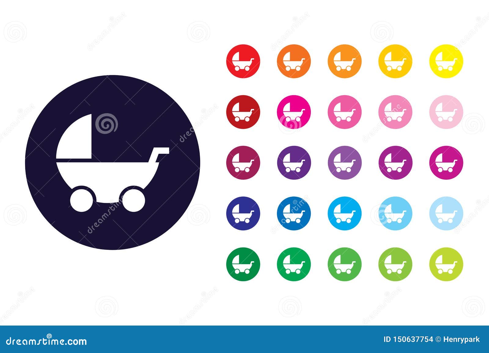 Baby Stroller Sign Icon. Baby Stroller Color Symbol. Stock Vector ...