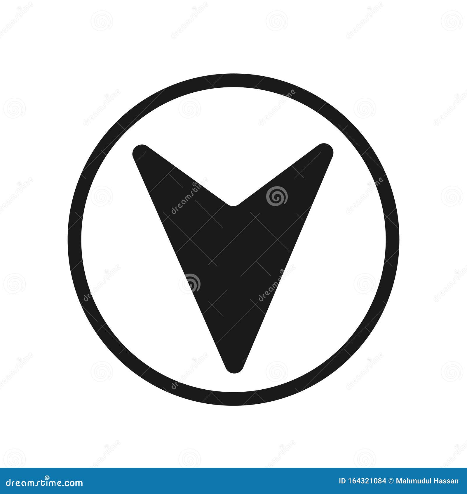 Black Down Icon stock vector. Illustration of black - 164321084